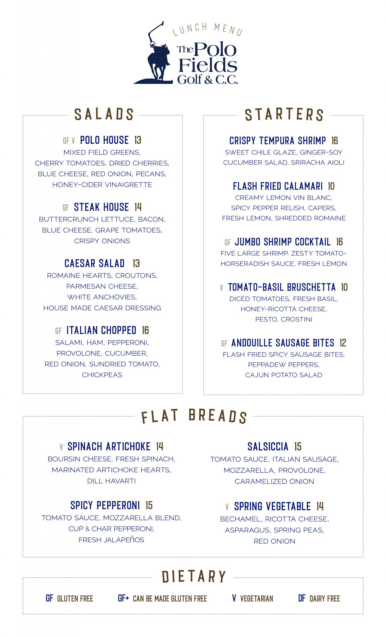 Lunch Menu | Polo Fields Golf & Country Club